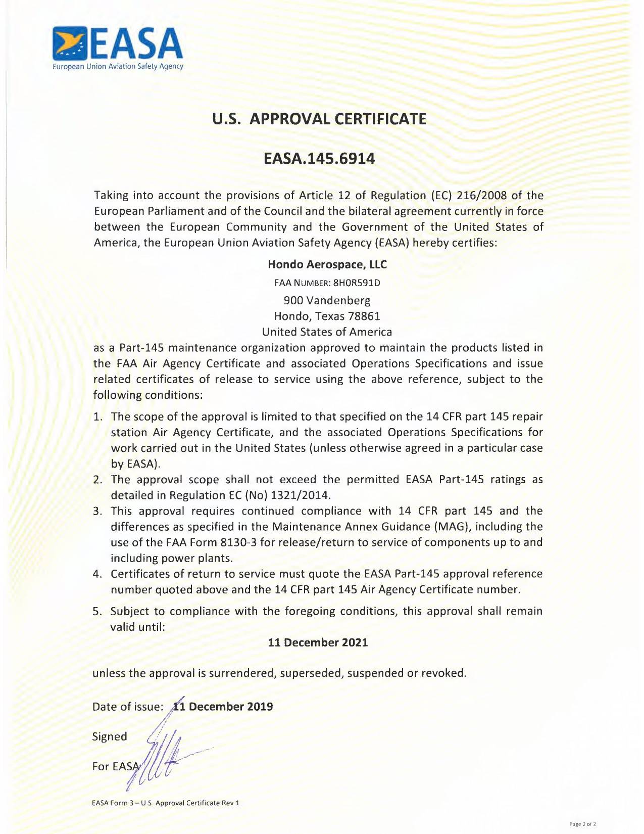 Hondo Aerospace |FAA| EASA| AS9110|ISO9001|Part 145| F 740 0091|